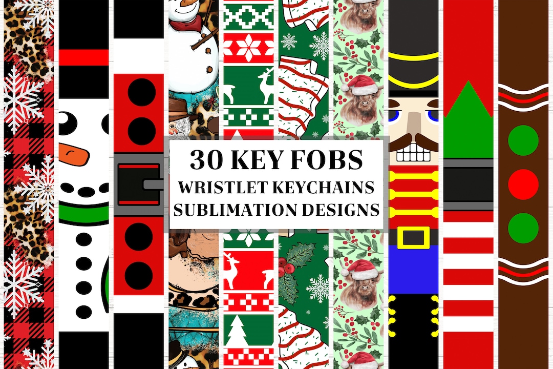 Christmas Key Fob Wristlet Sublimation Bundle, Keychain Sublimate, Key ...