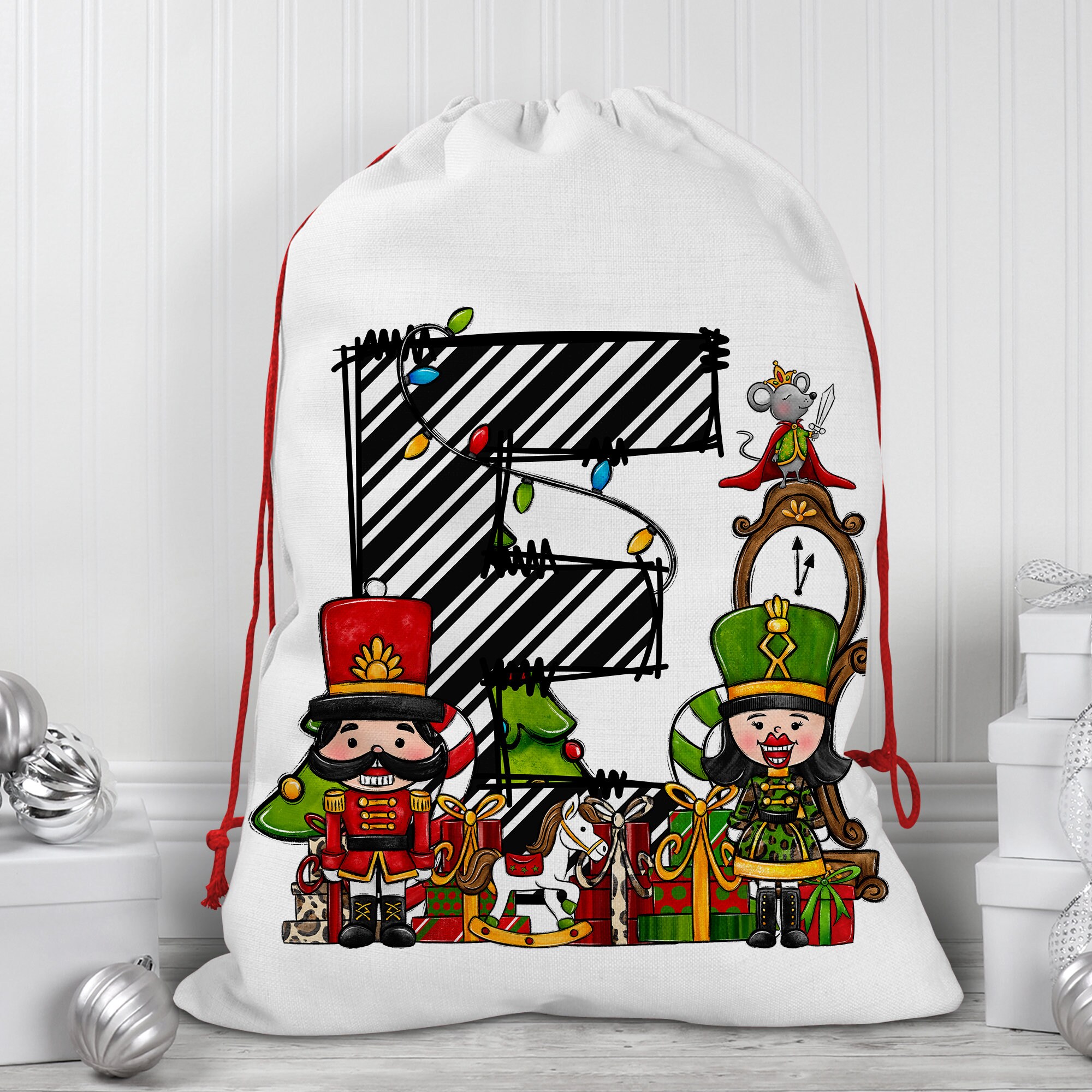 Custom Christmas Letter Santa Sack Doodle Letters, Santa Stocking ...