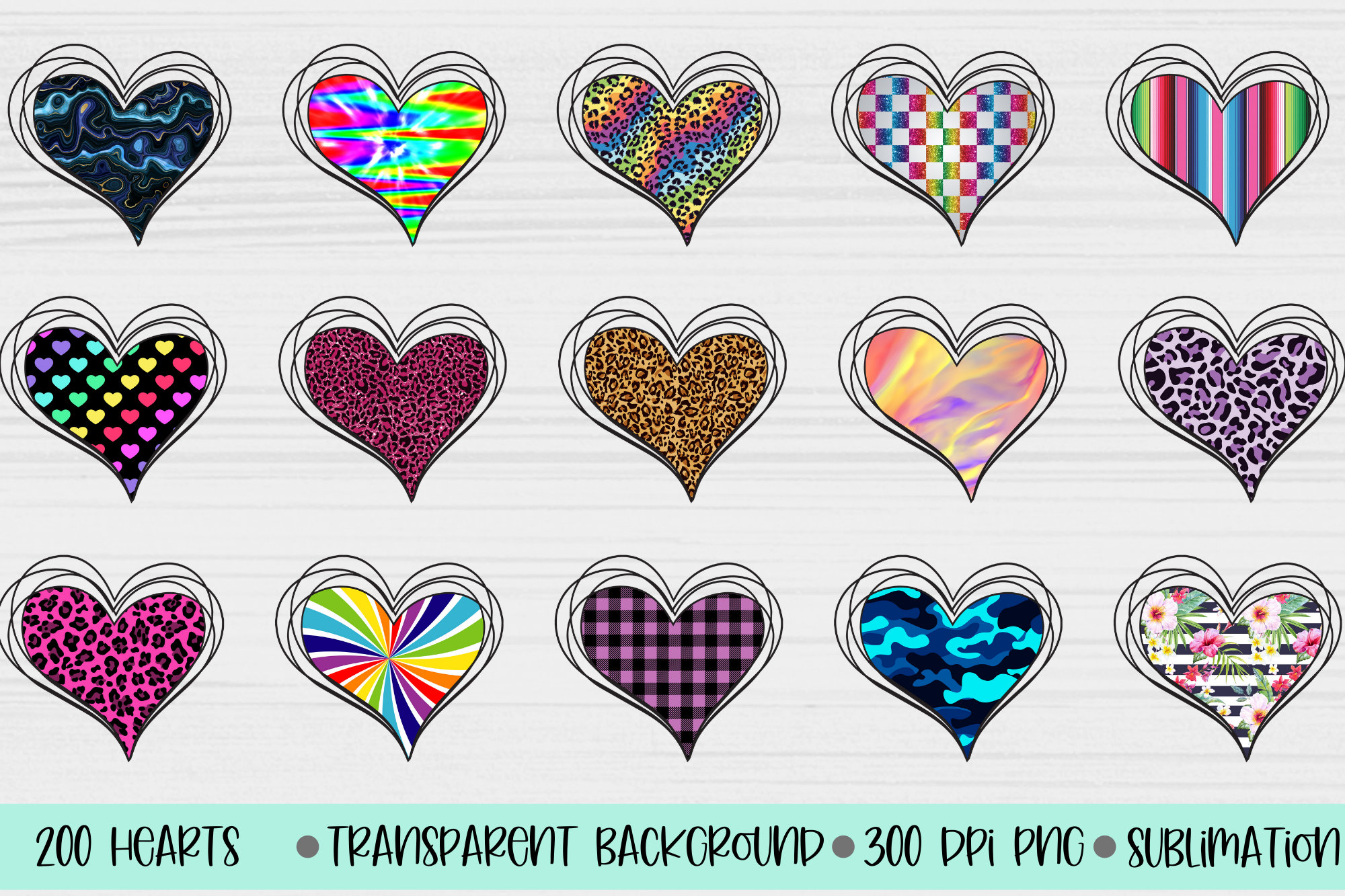 Heart Sublimation Bundle, Love Heart Sublimate, Loveheart Clipart ...