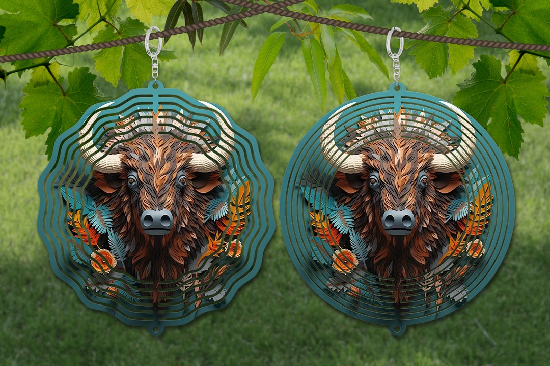 Buffalo Wind Spinner Paper Quill Sublimation Design Template, 3D Wind ...