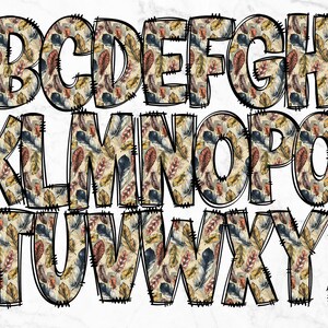 Alphabet Letters PNG Bundle, Alphabet Clipart, Patterned Hand Drawn ...