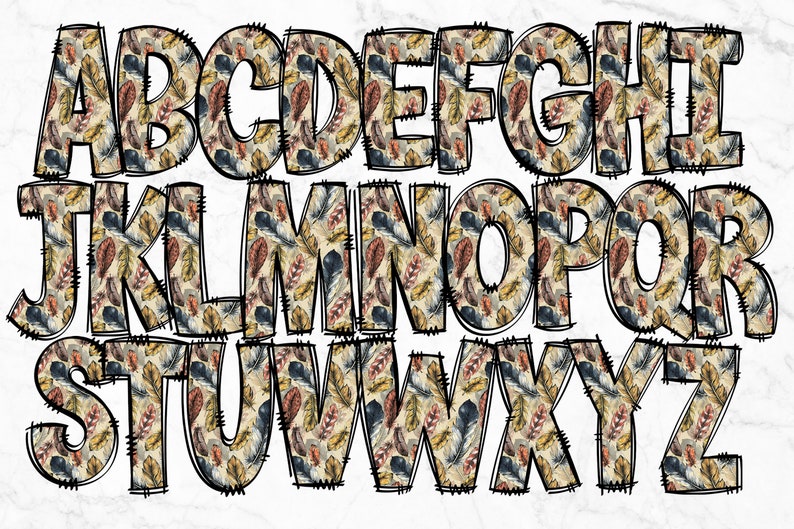 Alphabet Letters PNG Bundle Alphabet Clipart Patterned Hand - Etsy