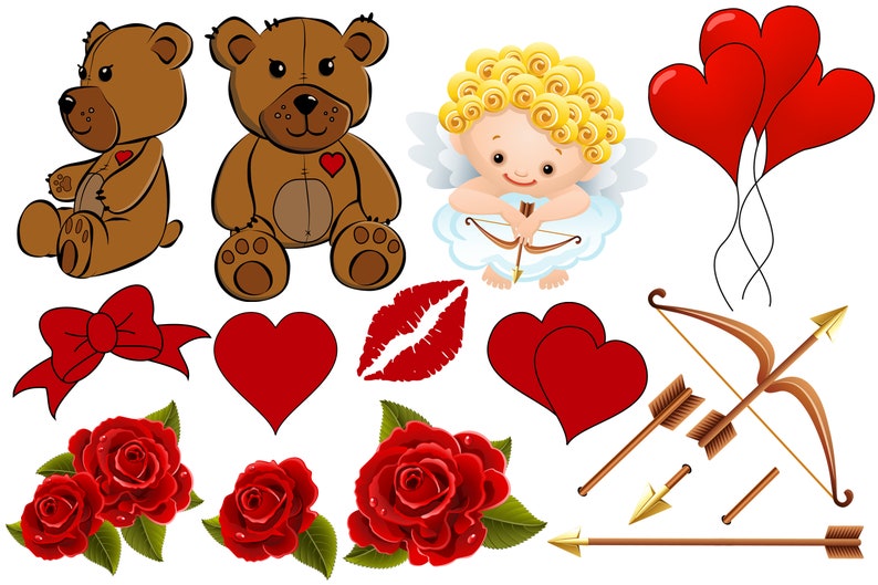 Valentines Doodle Letters With Clip Art PNG, Valentine's Doodle ...