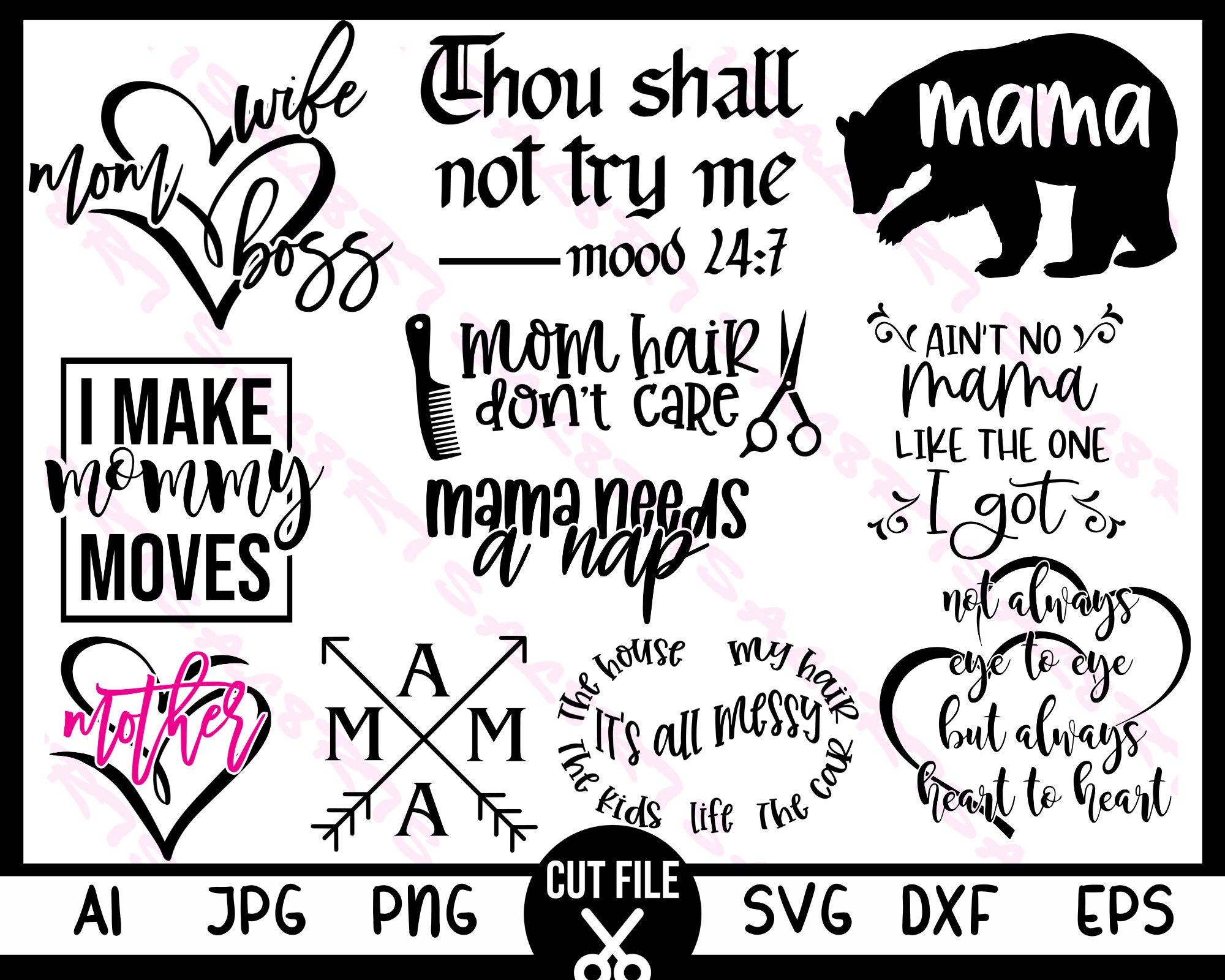 Mom Svg Bundle Mom Life Svg Mom Quotes Svg Blessed Mama Etsy Canada