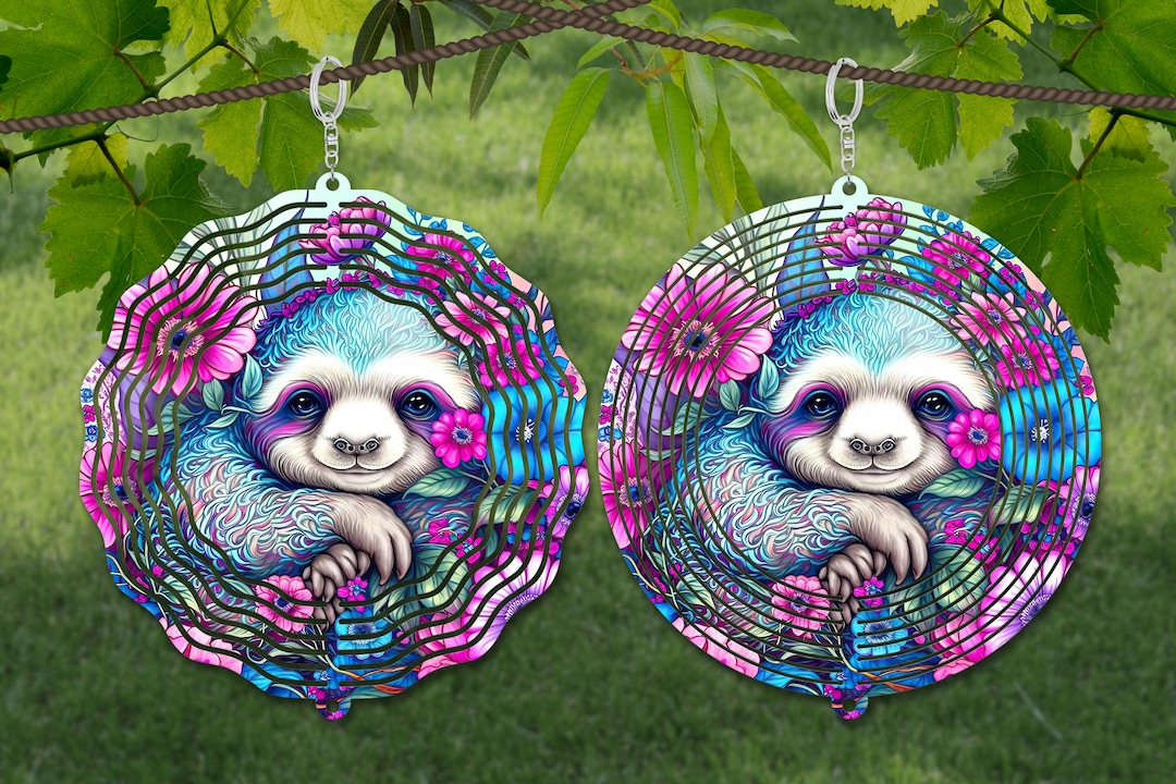 Sloth Wind Spinner Watercolor Sublimation Design Template, Wind Spinner ...