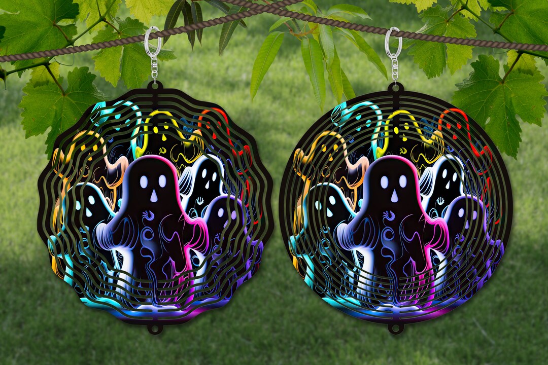Ghost Wind Spinner Sublimation Design Template, Neon Wind Spinner SVG ...