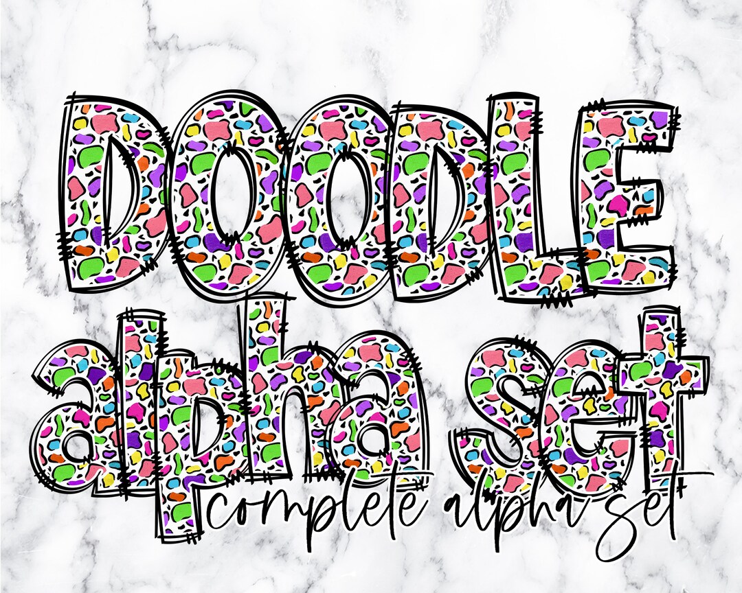 Bright Leopard Doodle Alphabet Letters PNG Bundle, Alphabet Clipart ...
