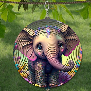 Elephant Wind Spinner Watercolor Sublimation Design Template, Wind ...
