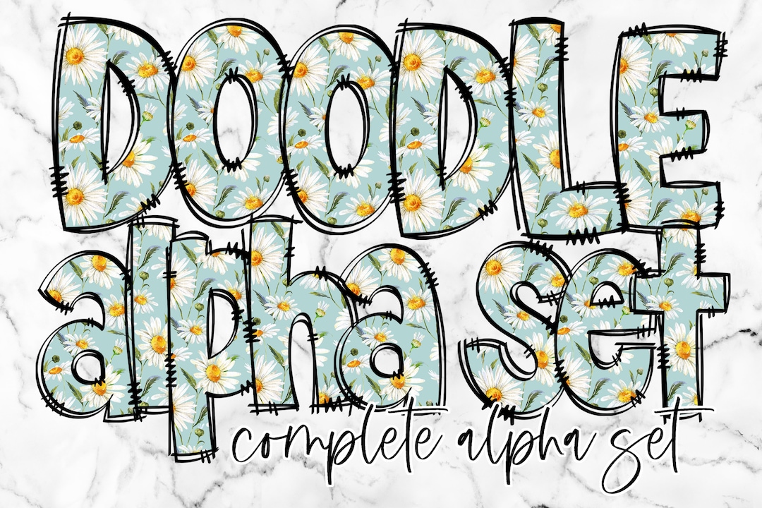 Alphabet Letters PNG Bundle, Alphabet Clipart, Patterned Hand Drawn ...