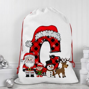 Custom Christmas Letter Santa Sack Doodle Letters, Santa Stocking ...