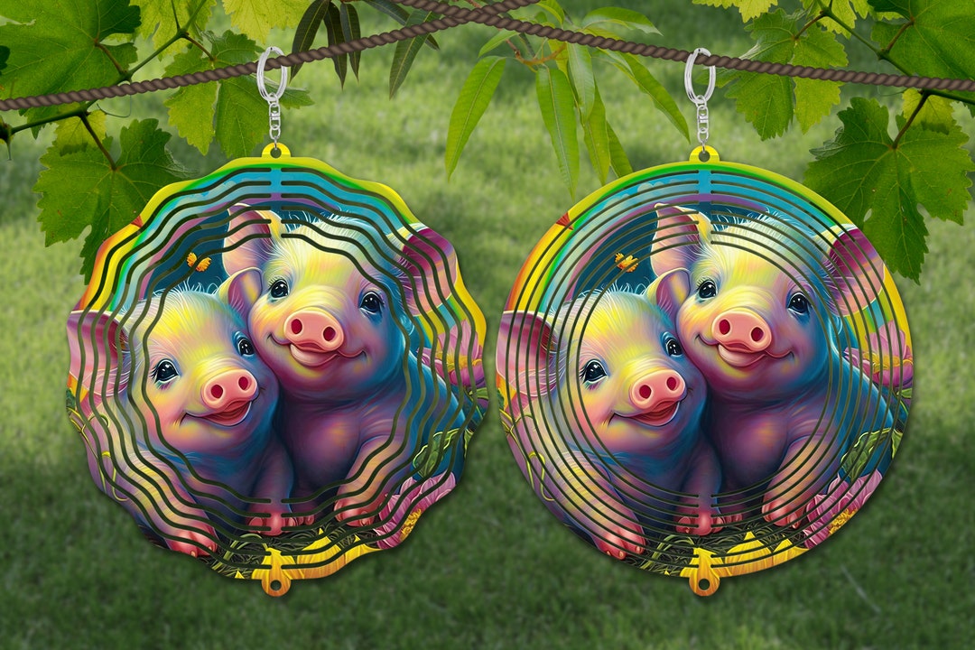 Pig Wind Spinner Watercolor Sublimation Design Template, Wind Spinner ...