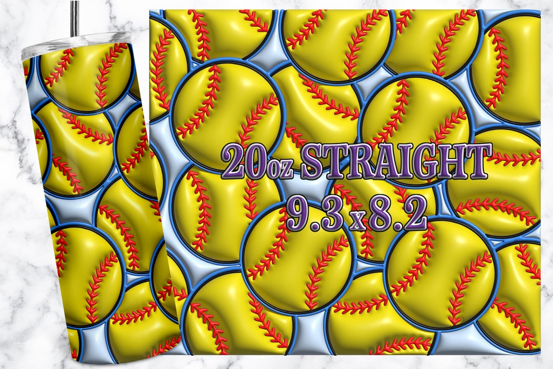 Softball 3D Inflated 20oz Skinny Tumbler, 3D Bubble Puff Sublimation ...