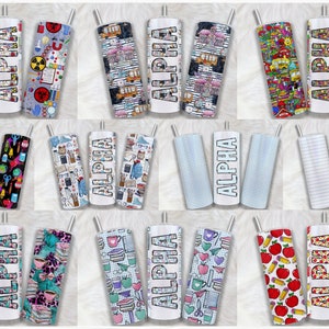 Doodle Letters Alpha Bundle With Matching 20oz Tumbler Wrap, Alphabet ...