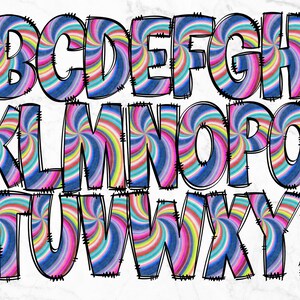 Rainbow Swirl Alphabet Letters PNG Bundle, Alphabet Clipart, Rainbow ...