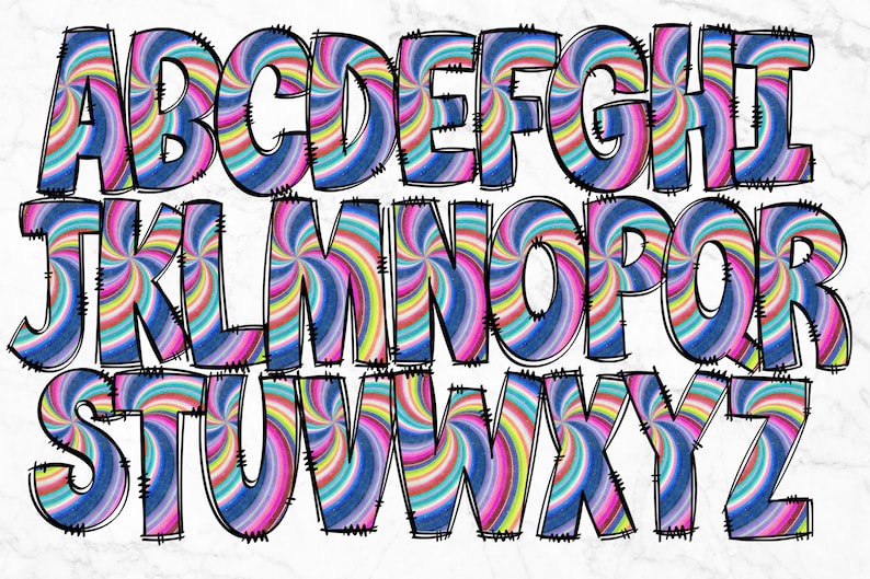 Rainbow Swirl Alphabet Letters PNG Bundle Alphabet Clipart - Etsy