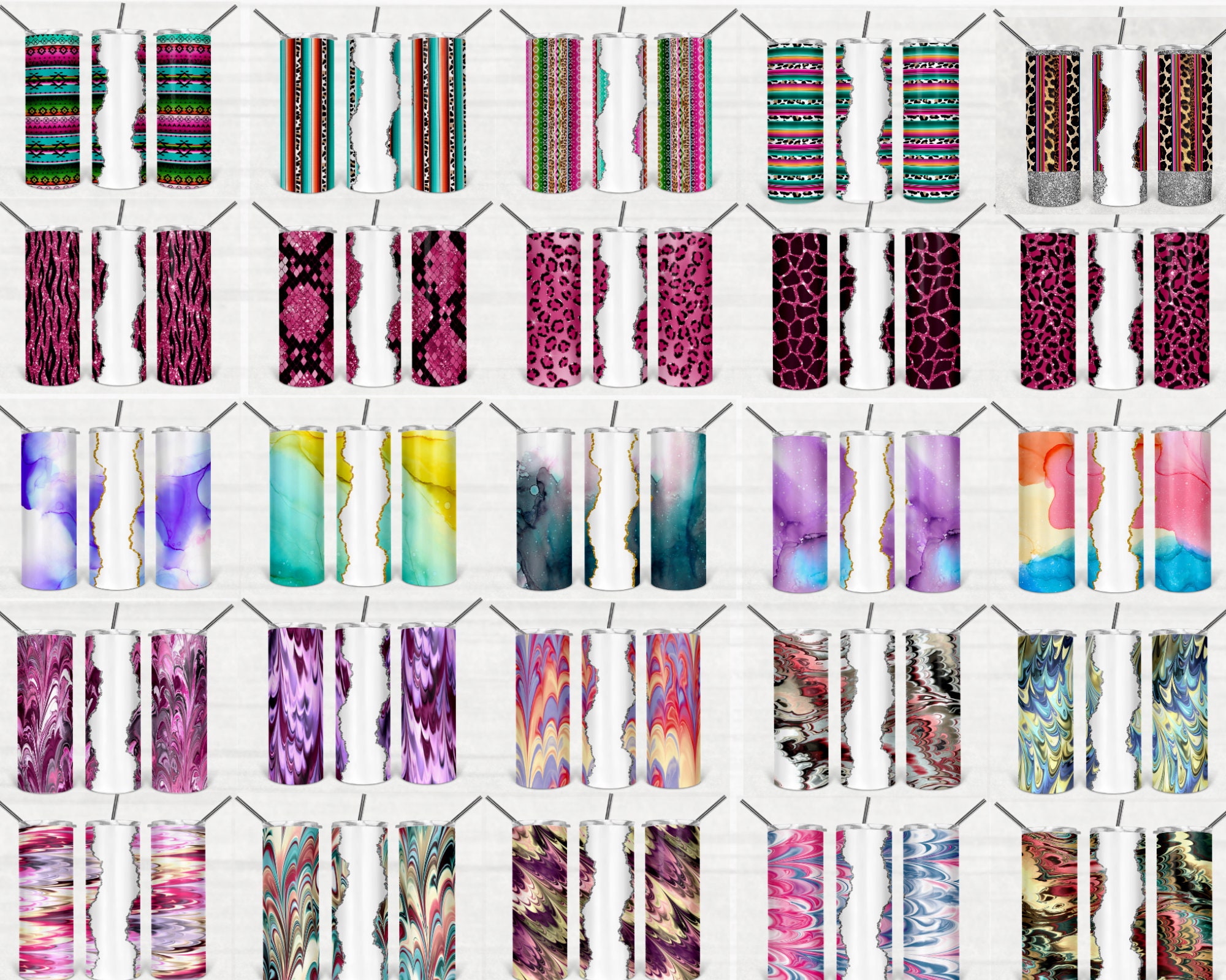 20oz Skinny Tumbler Sublimation Designs Bundle 20oz Tapered | Etsy