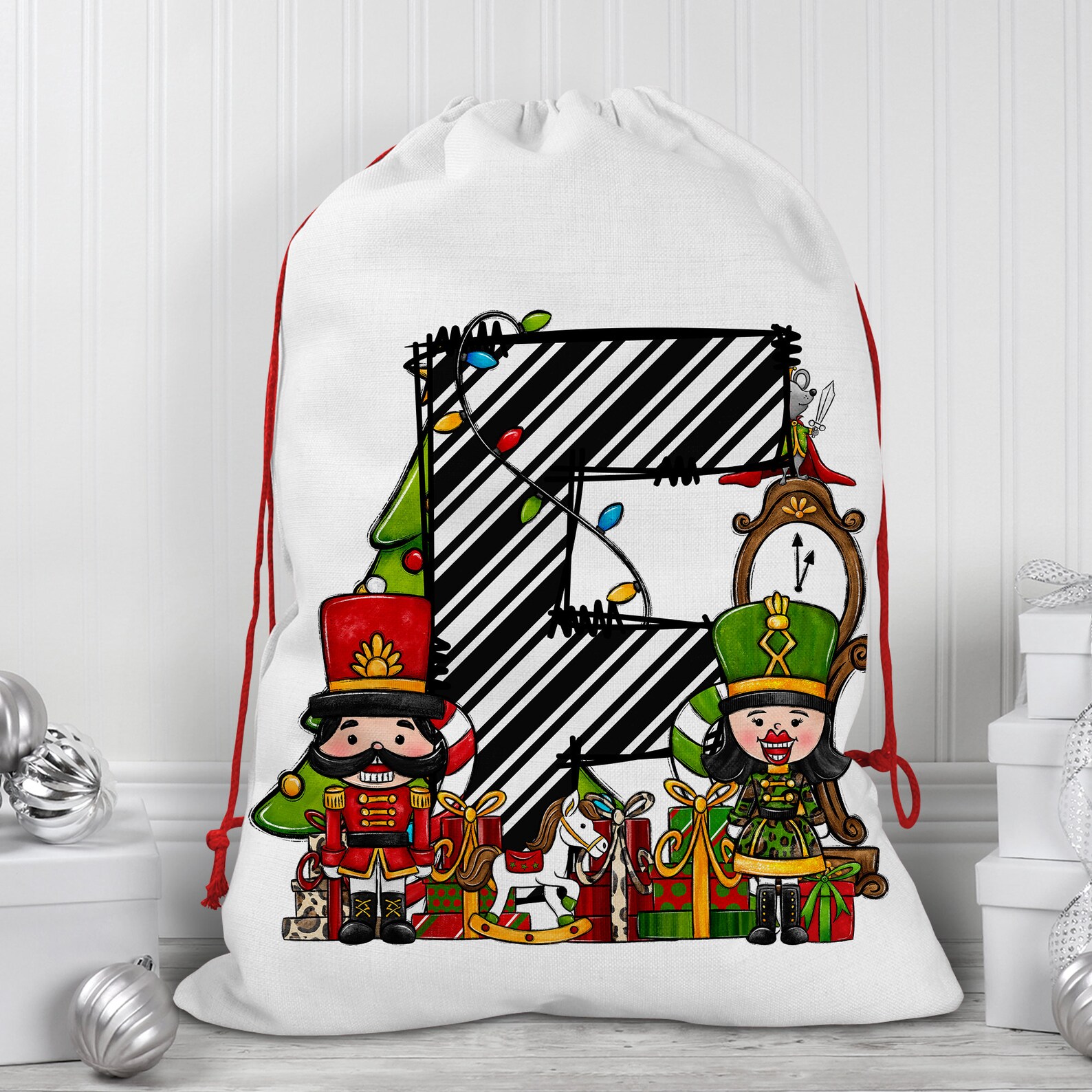 Custom Christmas Letter Santa Sack Doodle Letters, Santa Stocking ...