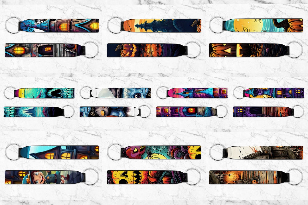 Halloween Key Fob Wristlet Sublimation Design, Horror Keyring, Scary ...