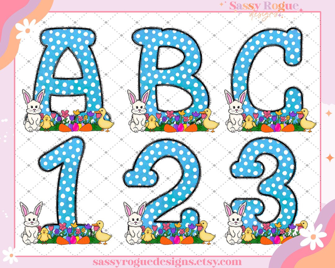Decorative Easter Alphabet Letters PNG Bundle, Alphabet Clipart, Easter ...