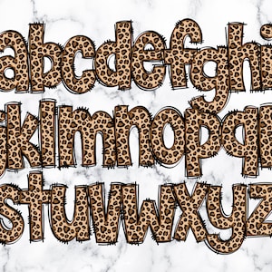 Leopard Doodle Letters Alphabet PNG Bundle, Alphabet Clipart, Cheetah ...