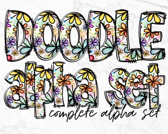 Boxed Doodle Alpha PNG Bundle, Alphabet Clipart, Hand Drawn Doodle ...