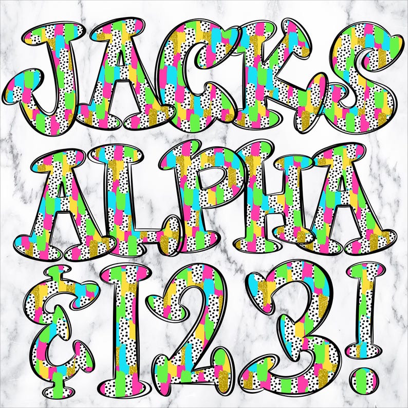 Bright Preppy Letters Alphabet PNG Alphabet Clipart Printable Alphabet ...