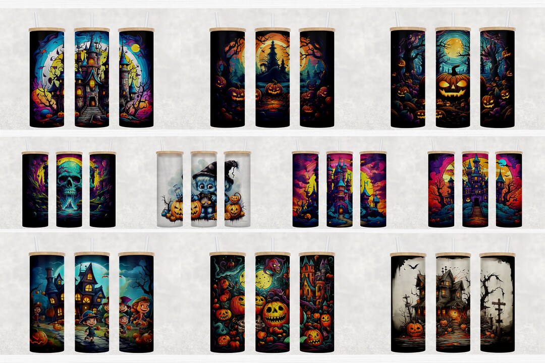 Halloween 25oz Libbey Glass Sublimation Design, Horror Beer Can Wraps ...