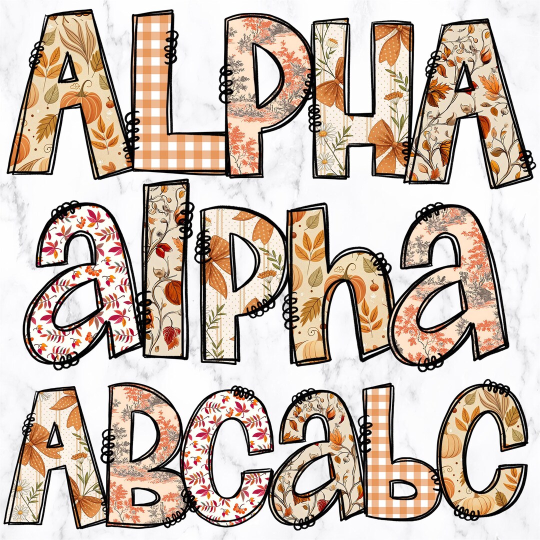 Fall Floral Letters Alphabet PNG Alphabet Clipart Printable Alphabet ...
