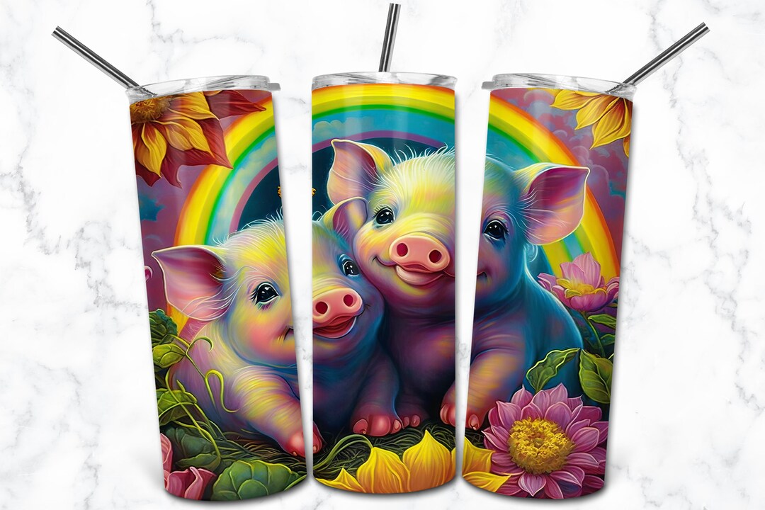 Cute Pigs 20oz Skinny Tumbler Sublimation Design Templates, Digital ...
