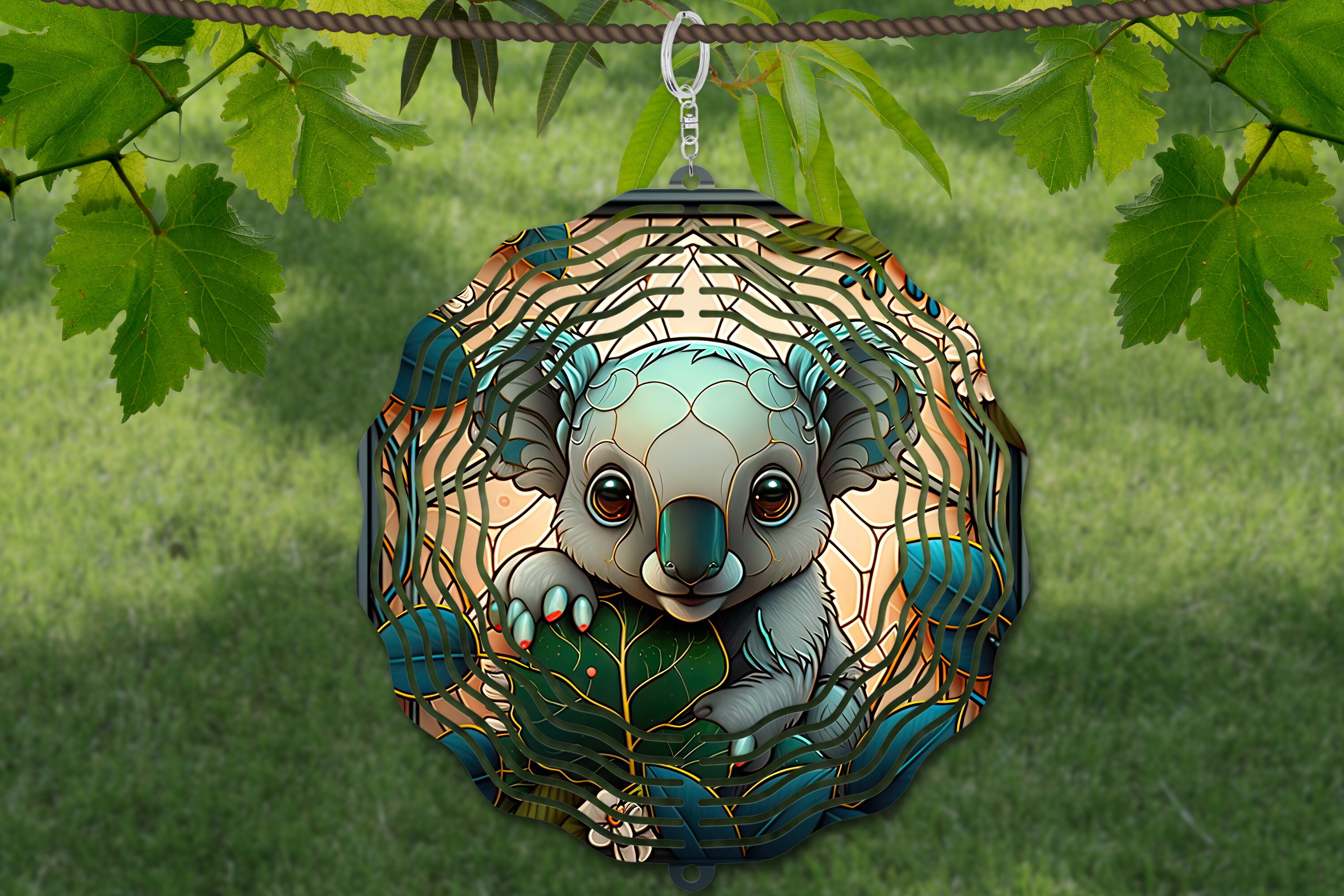 Koala Wind Spinner Stained Glass Sublimation Design Template - Etsy