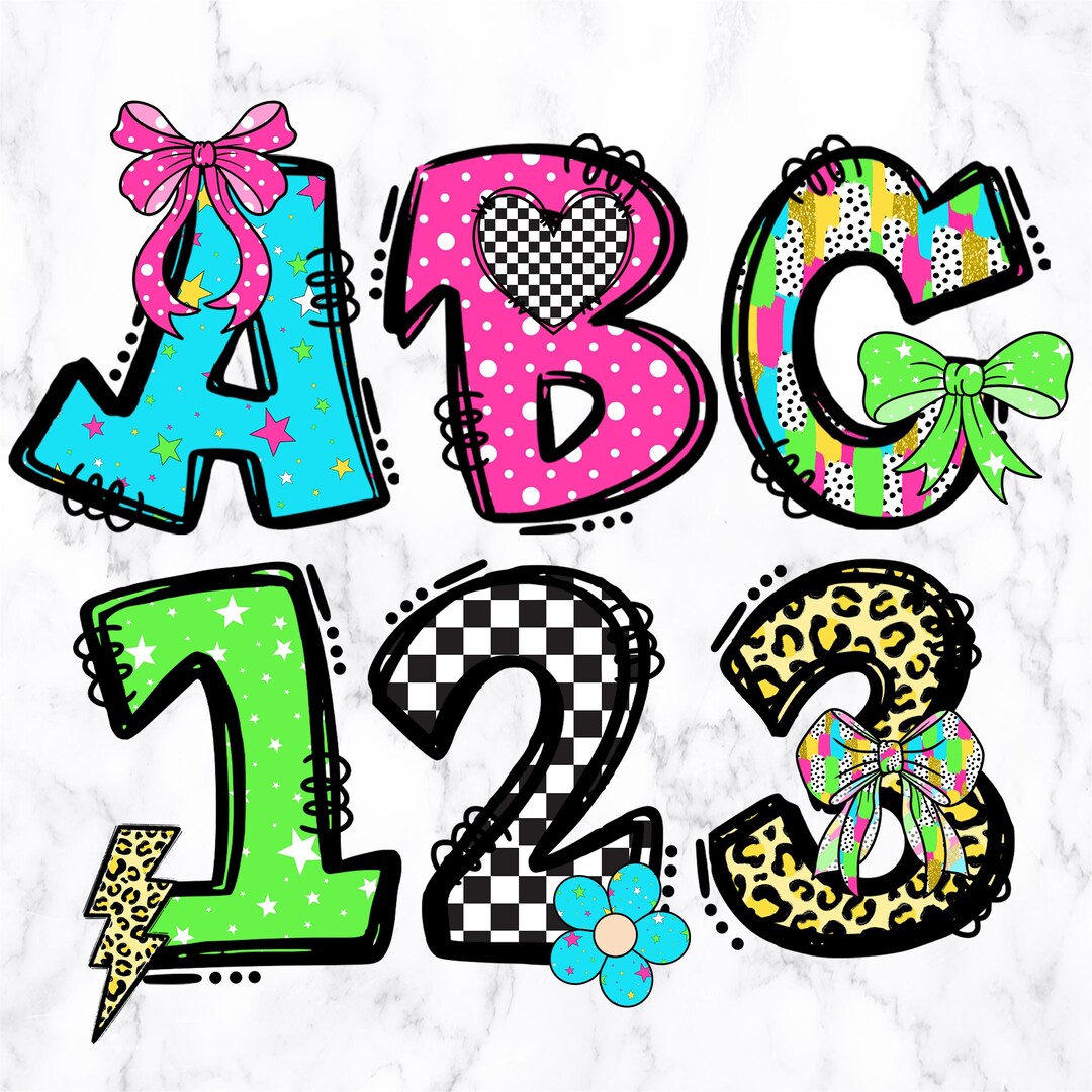 Bright Preppy Letters Alphabet PNG Alphabet Clipart Printable Alphabet ...