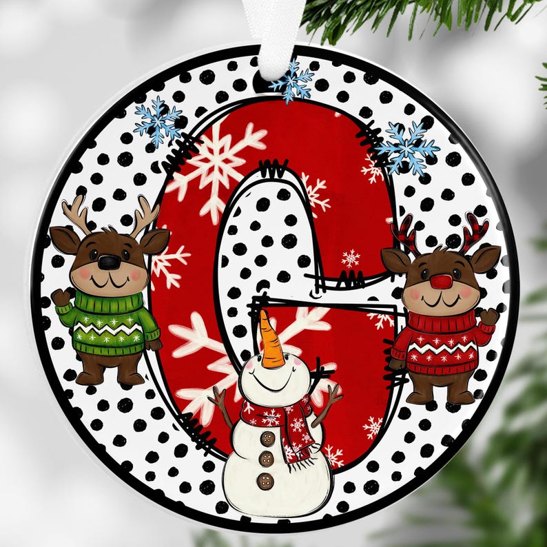 Custom Christmas Letters Round Ornament Bundle PNG Sublimation Template ...