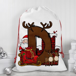 Custom Christmas Letter Santa Sack Doodle Letters, Santa Stocking ...