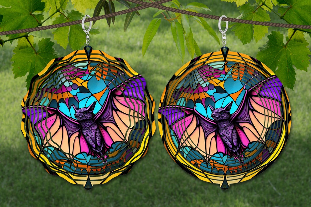 Bat Wind Spinner Stained Glass Sublimation Design Template, Wind ...