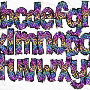 Leopard Print Alphabet Letters PNG Bundle, Alphabet Clipart, Rainbow ...