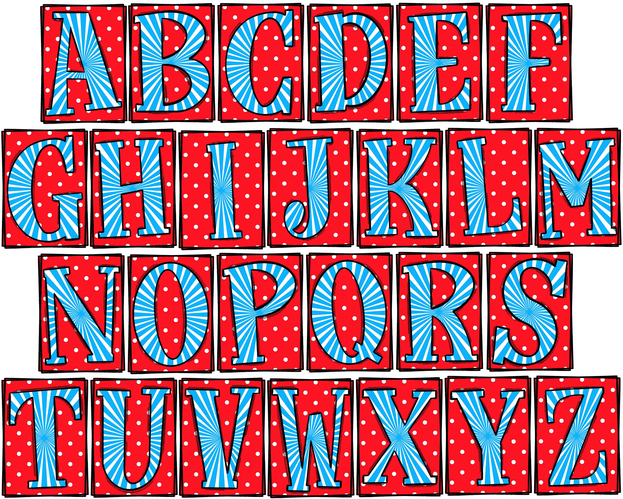 Doodle Alphabet Letters PNG Bundle, Alphabet Clipart, Boxed Serif Hand ...
