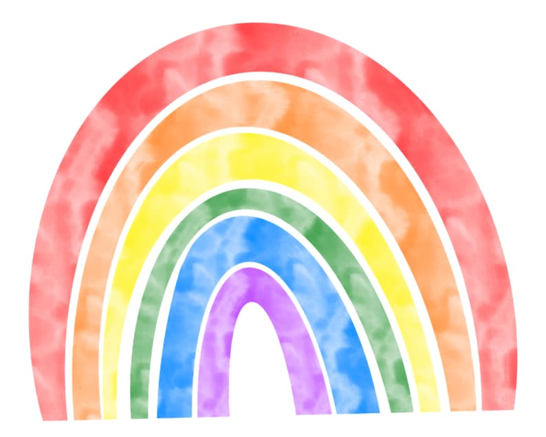 Rainbow Clip Art Watercolor Rainbow Hand Drawn Rainbow - Etsy