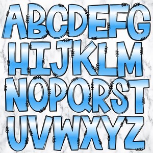 Ombre Doodle Letters Alphabet PNG Bundle, Gradient Alphabet Clipart ...