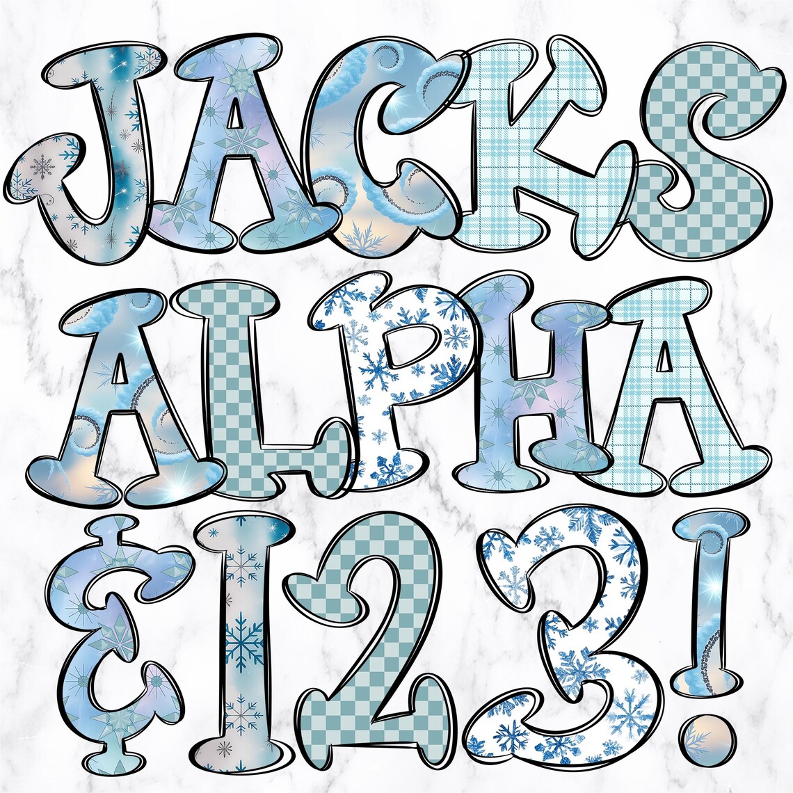 Winter Christmas Letters Alphabet PNG Christmas Alphabet Clipart ...