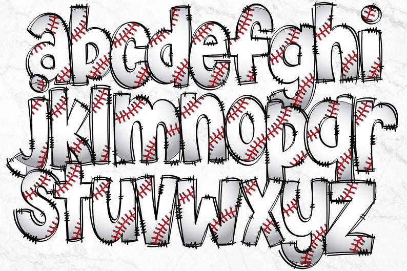 Baseball Alphabet Letters PNG Bundle, Alphabet Clipart, Baseball Hand ...