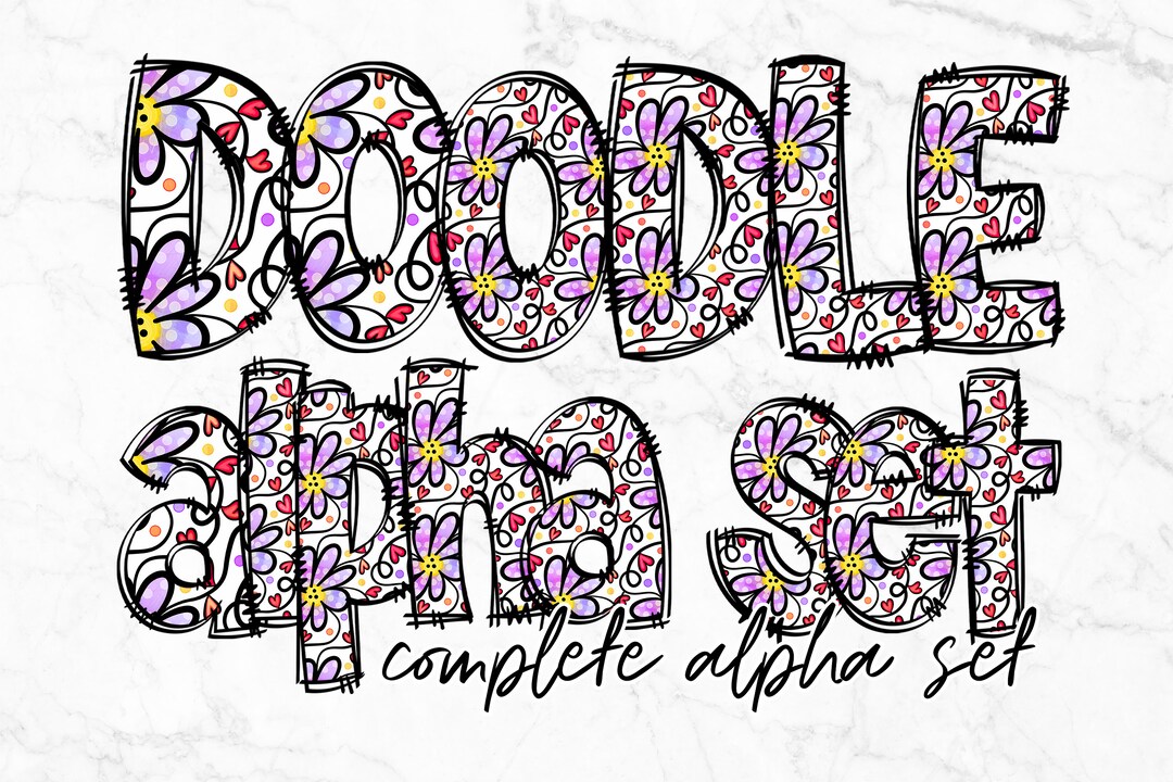 Floral Alphabet Letters PNG Bundle, Alphabet Clipart, Floral Hand Drawn ...