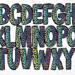 Leopard Print Alphabet Letters PNG Bundle, Alphabet Clipart, Rainbow ...