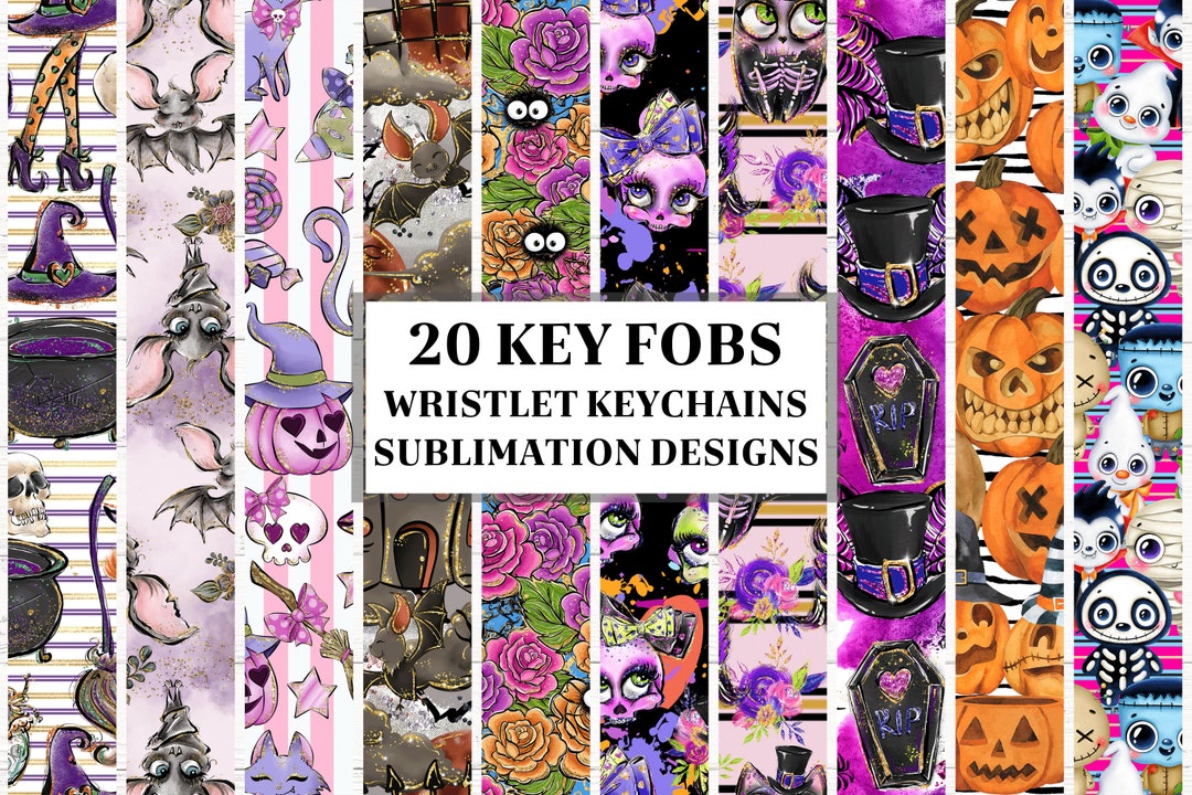 Halloween Key Fob Wristlet Sublimation Bundle, Keychain Sublimate, Key ...