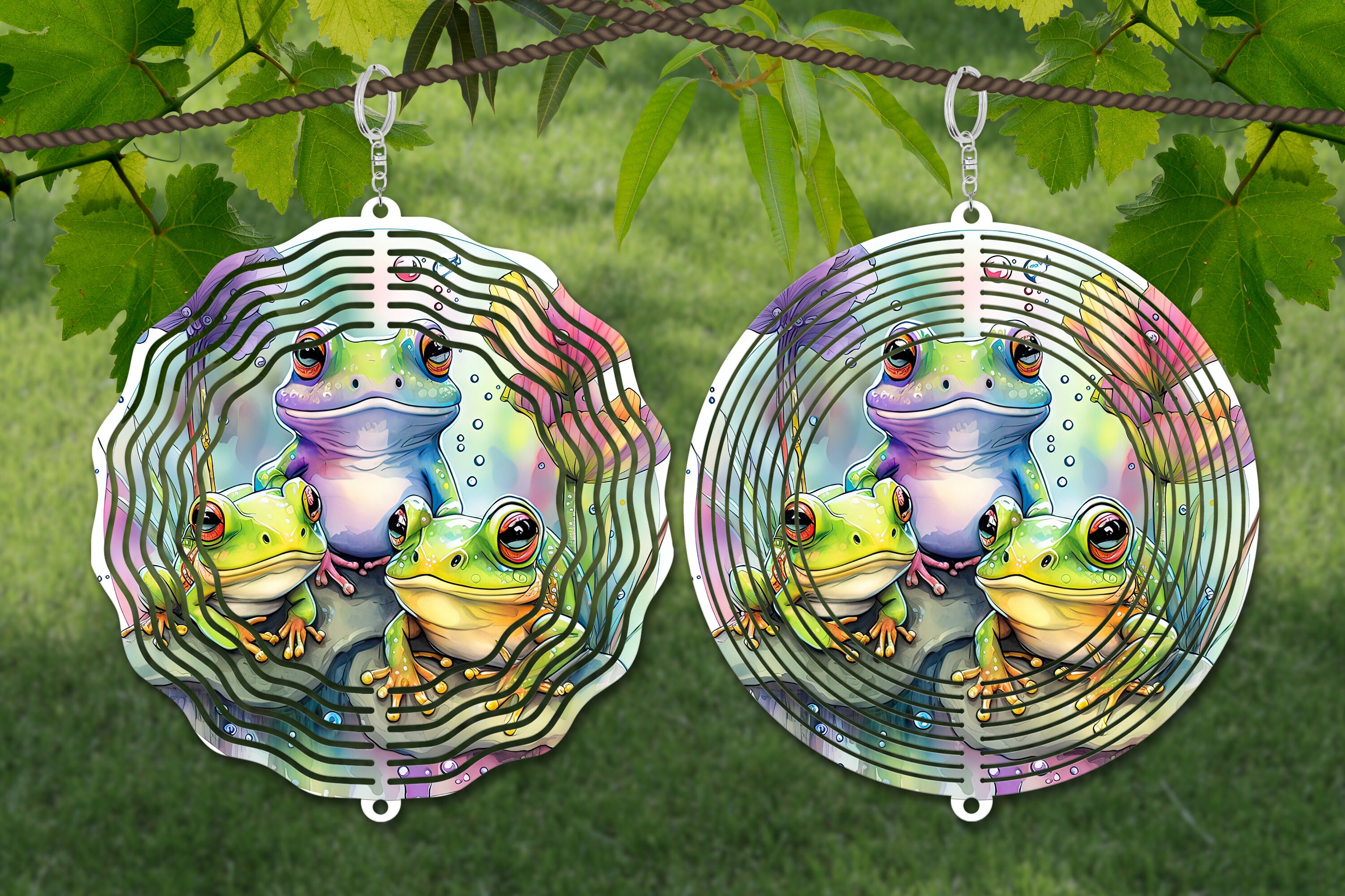 Frog Wind Spinner Watercolor Sublimation Design Template Wind - Etsy
