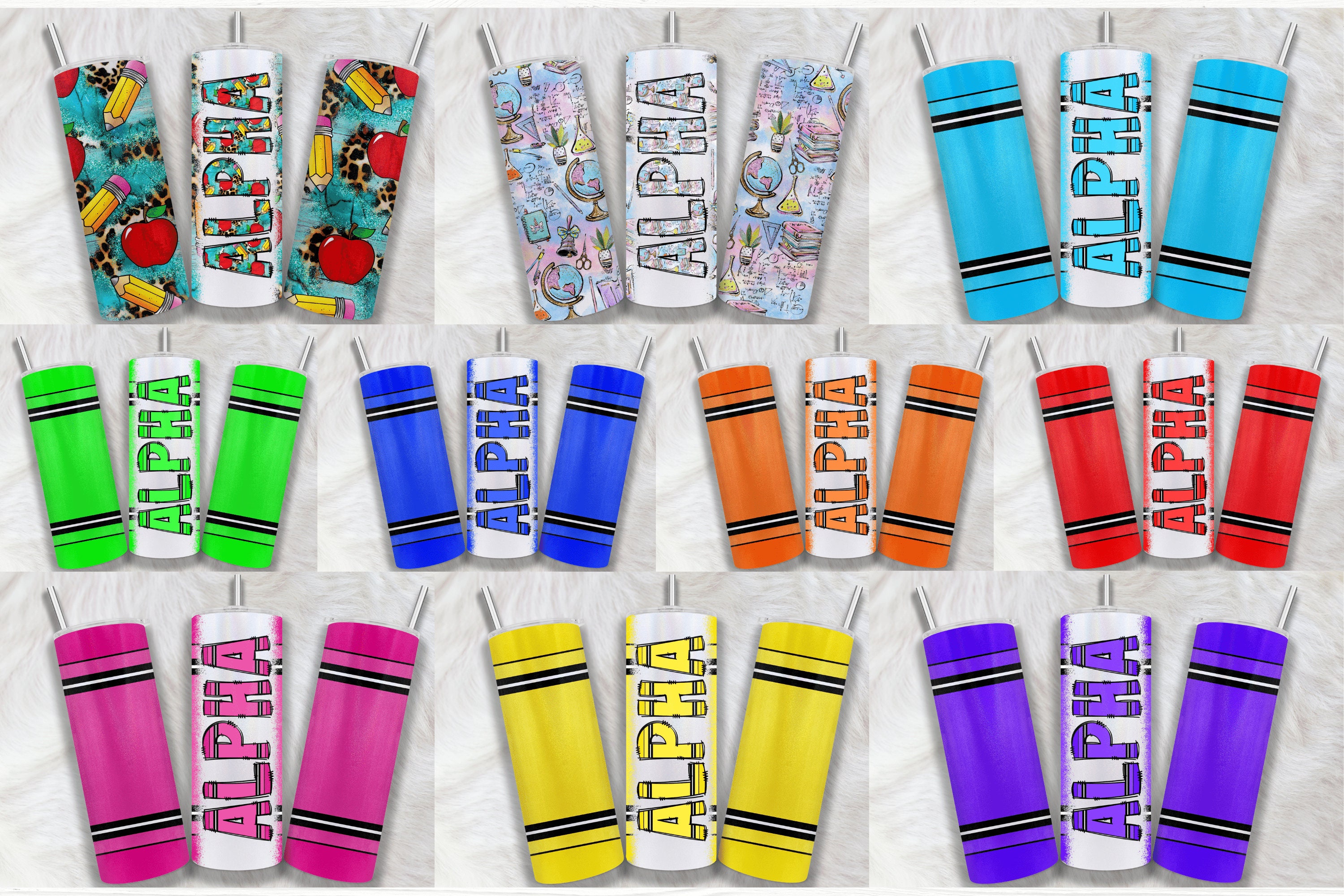 Doodle Letters Alpha Bundle With Matching 20oz Tumbler Wrap, Alphabet ...