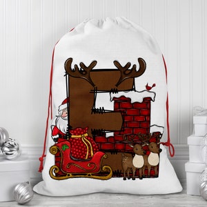 Custom Christmas Letter Santa Sack Doodle Letters, Santa Stocking ...