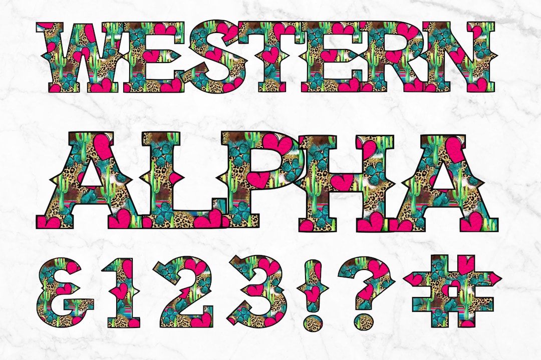 Western Alphabet Letters PNG Bundle, Alphabet Clipart, Western Hand ...