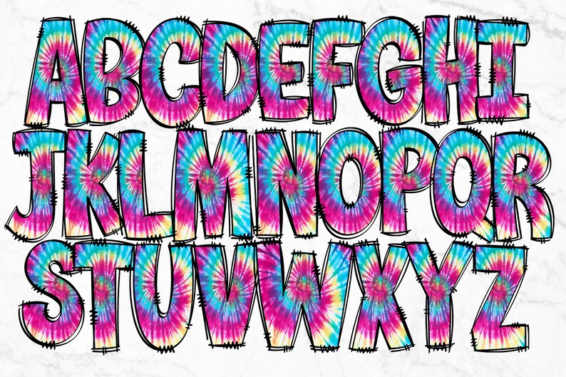 Tie Dye Alphabet Letters PNG Bundle Alphabet Clipart - Etsy