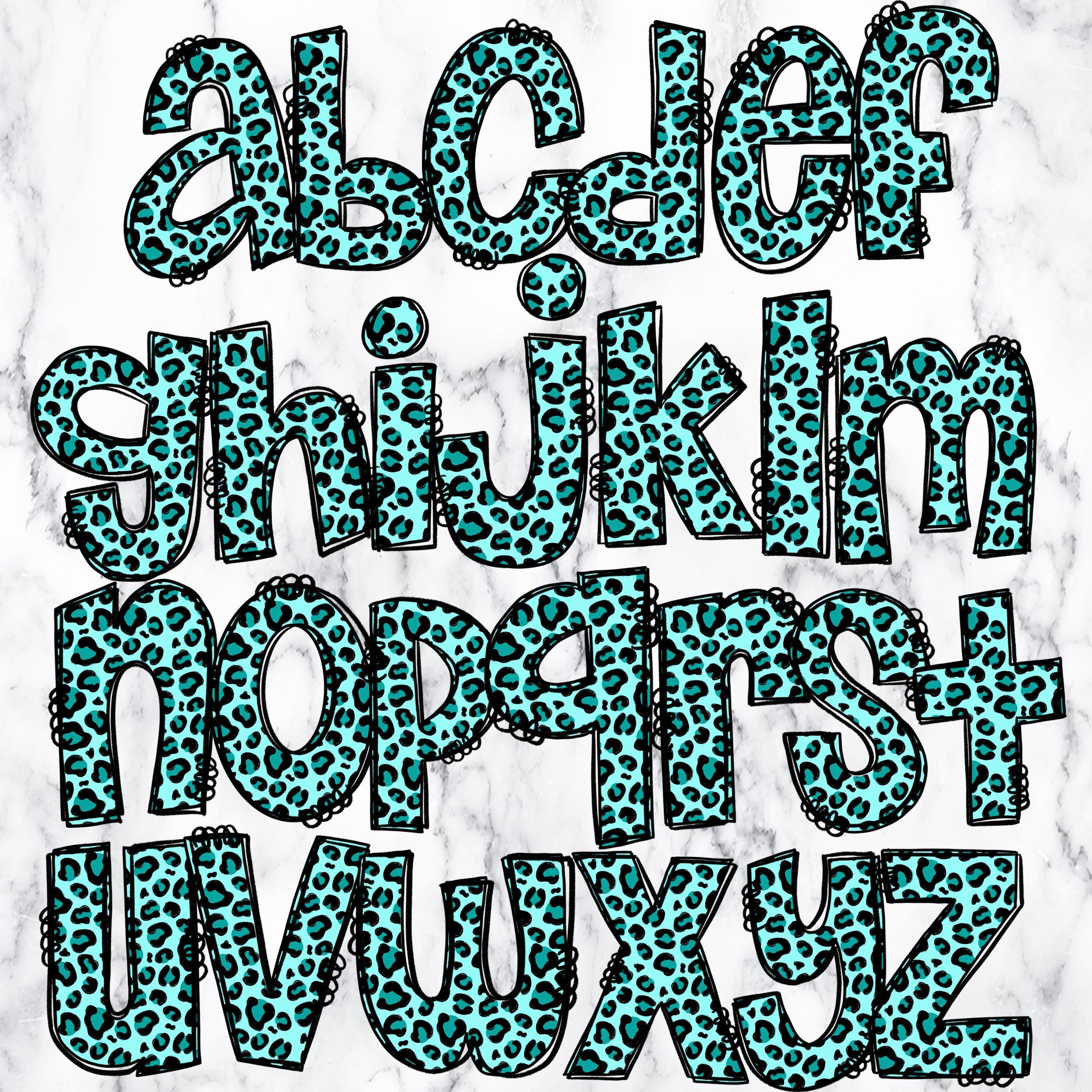 Leopard Doodle Letters Alphabet PNG Bundle, Alphabet Clipart, Cheetah ...