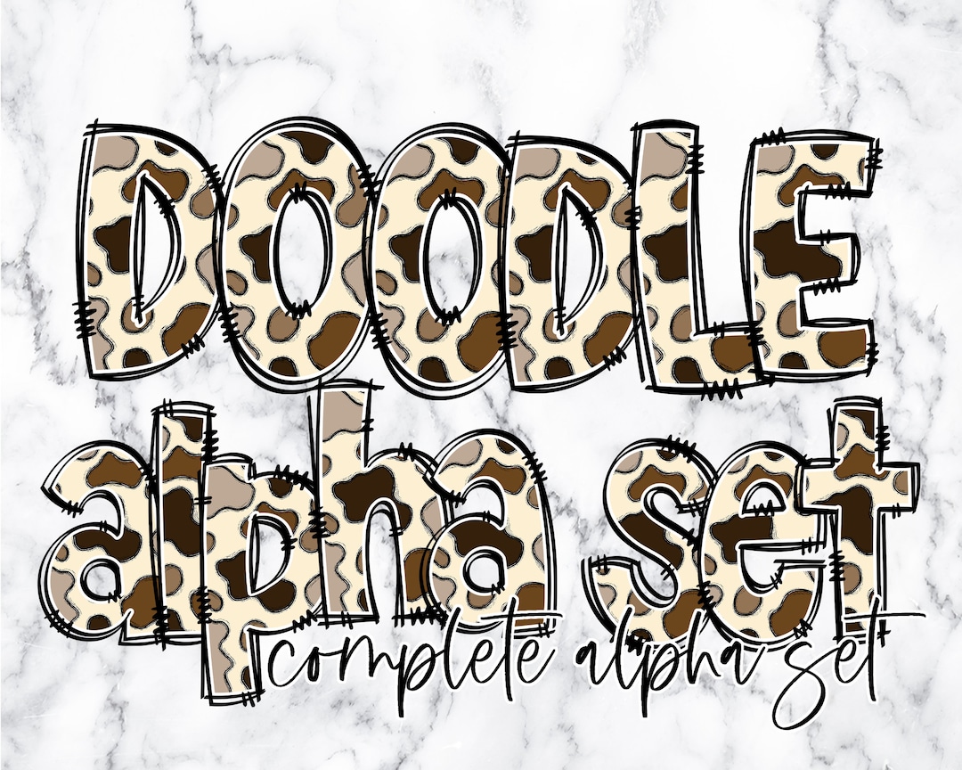 Cow Print Doodle Alphabet Letters PNG Bundle, Alphabet Clipart, Cow ...